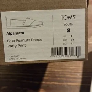 Toms | Shoes | Toms Alpargata Blue Peanuts Dance Party Print Box Label ...